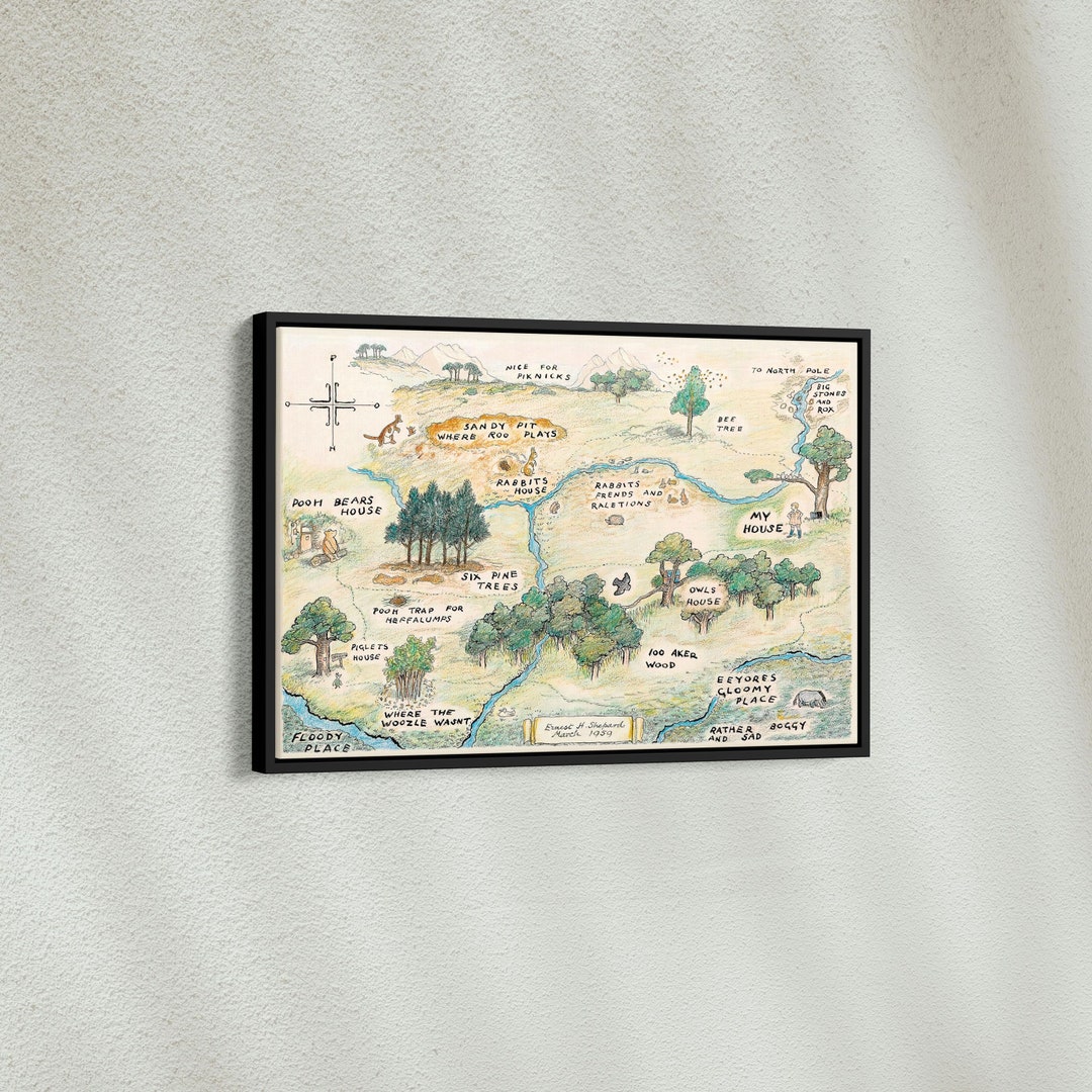100 Acre Wood Map Poster, Winnie the Pooh Map Canvas, Winnie the Pooh ...