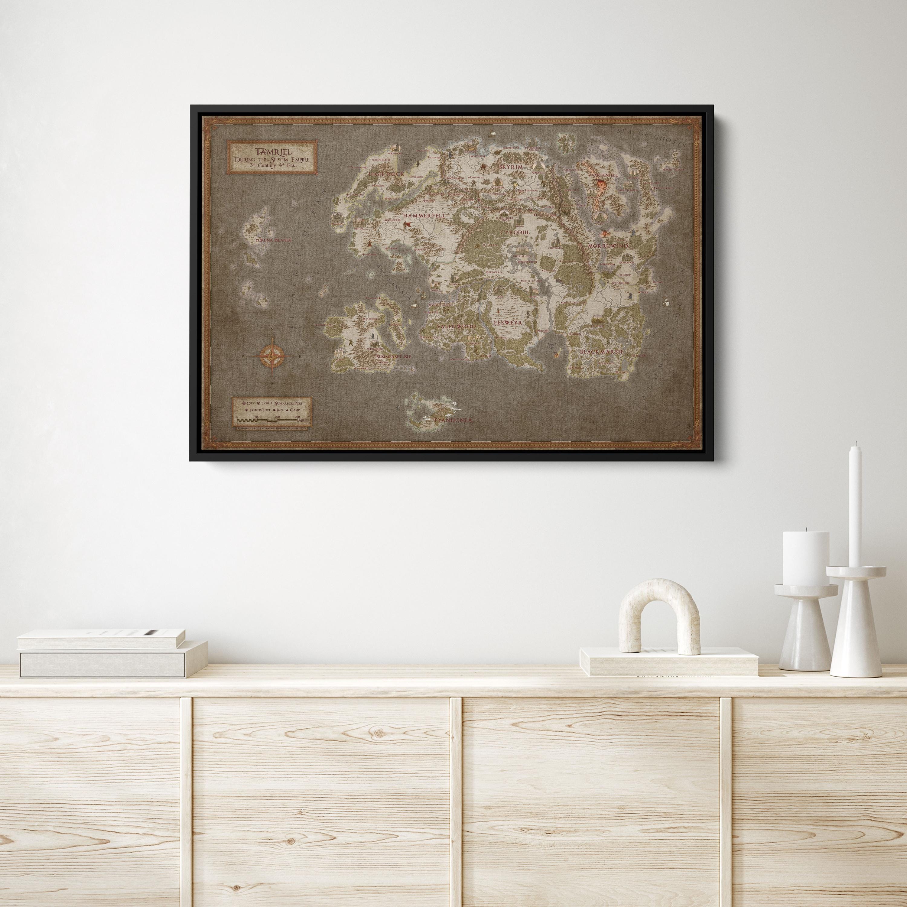 Tamriel Map Canvas or Poster, Fantasy Game Map, Tamriel From the Elder ...