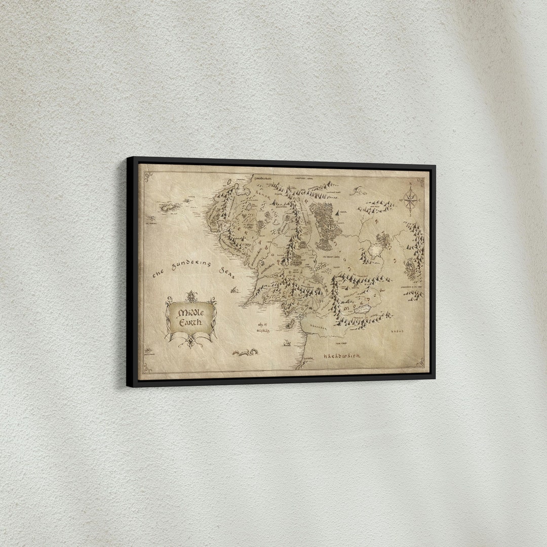 Best Fantasy Movie Series Map Poster, Middle World Map Canvas, Best ...
