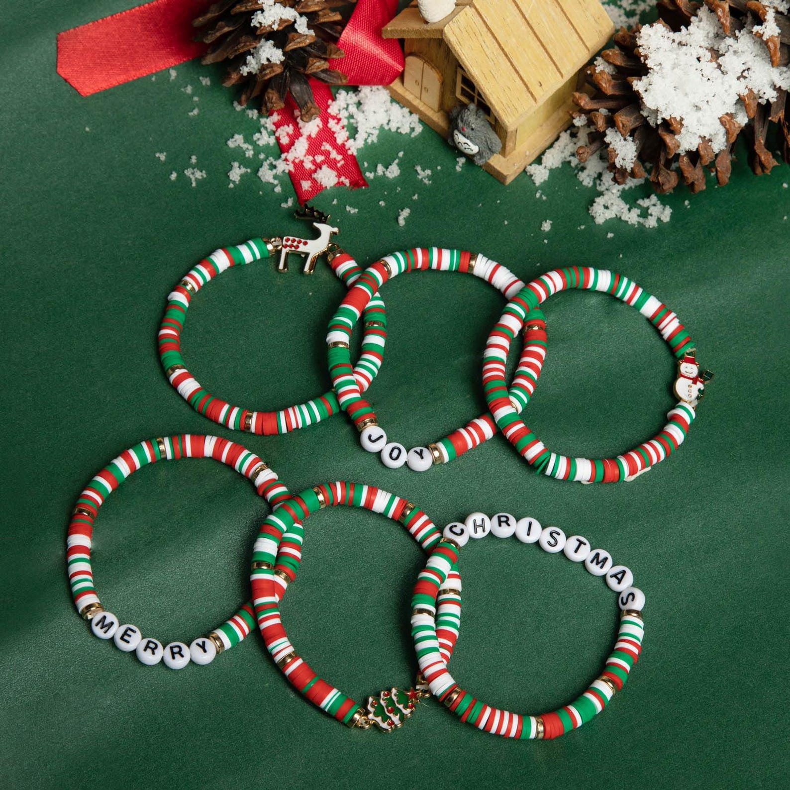 6 Pack Cute Handmade Christmas Bracelets for Women Teen Girls as Party ...