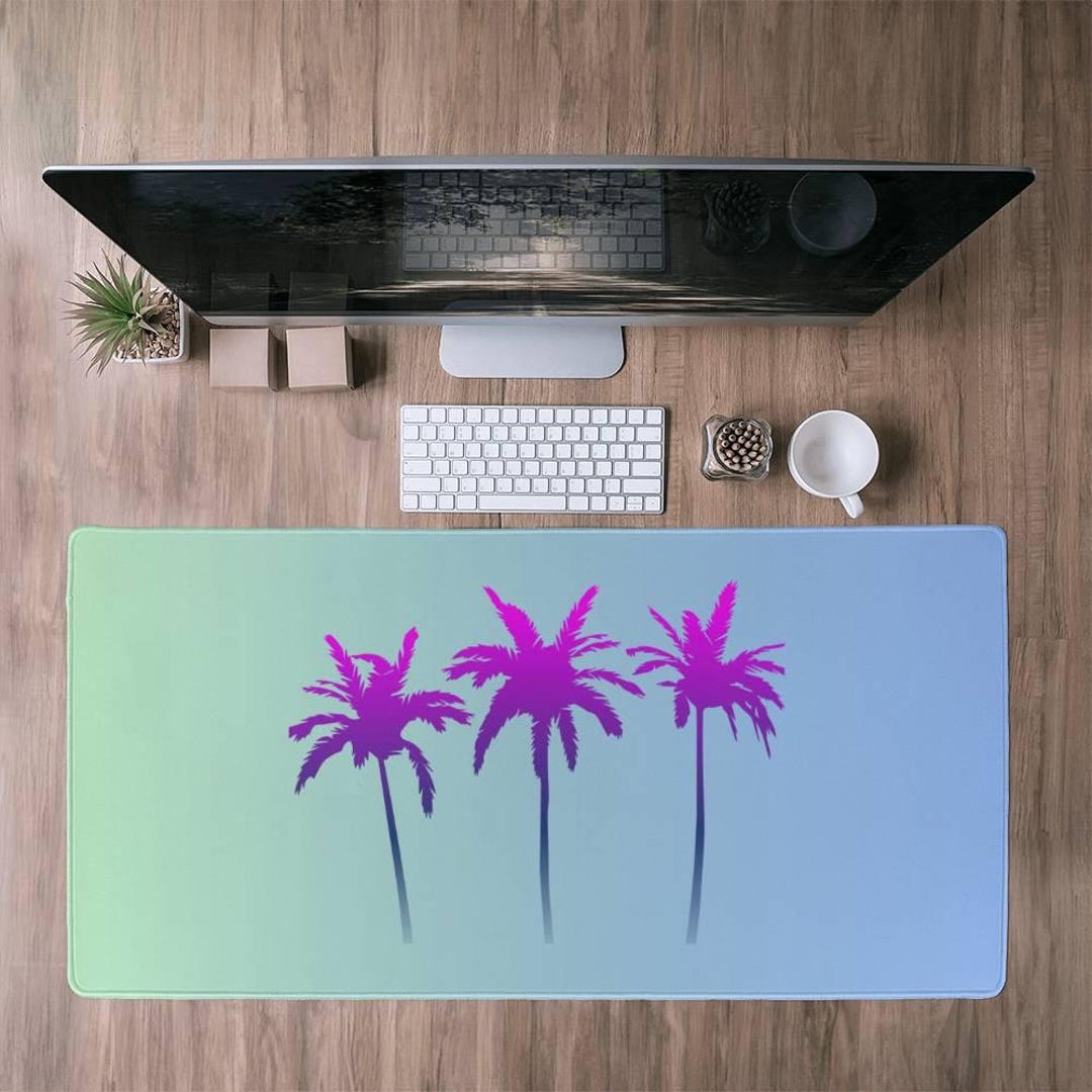 Purple Palm Desk Mat, Palm Tree Desk Mat, Tropical Desk Mat - Etsy