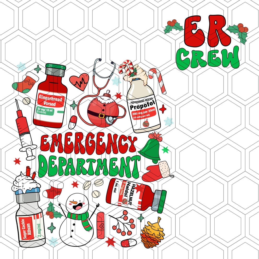 Nurse Christmas Png, Emergency Department Png, ER Crew Png, Christmas ...