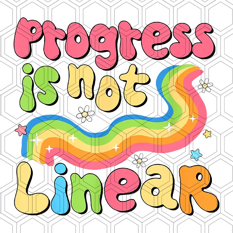 Progress is Not Linear Png, Retro Groovy Png, Back to School Png, SPED ...