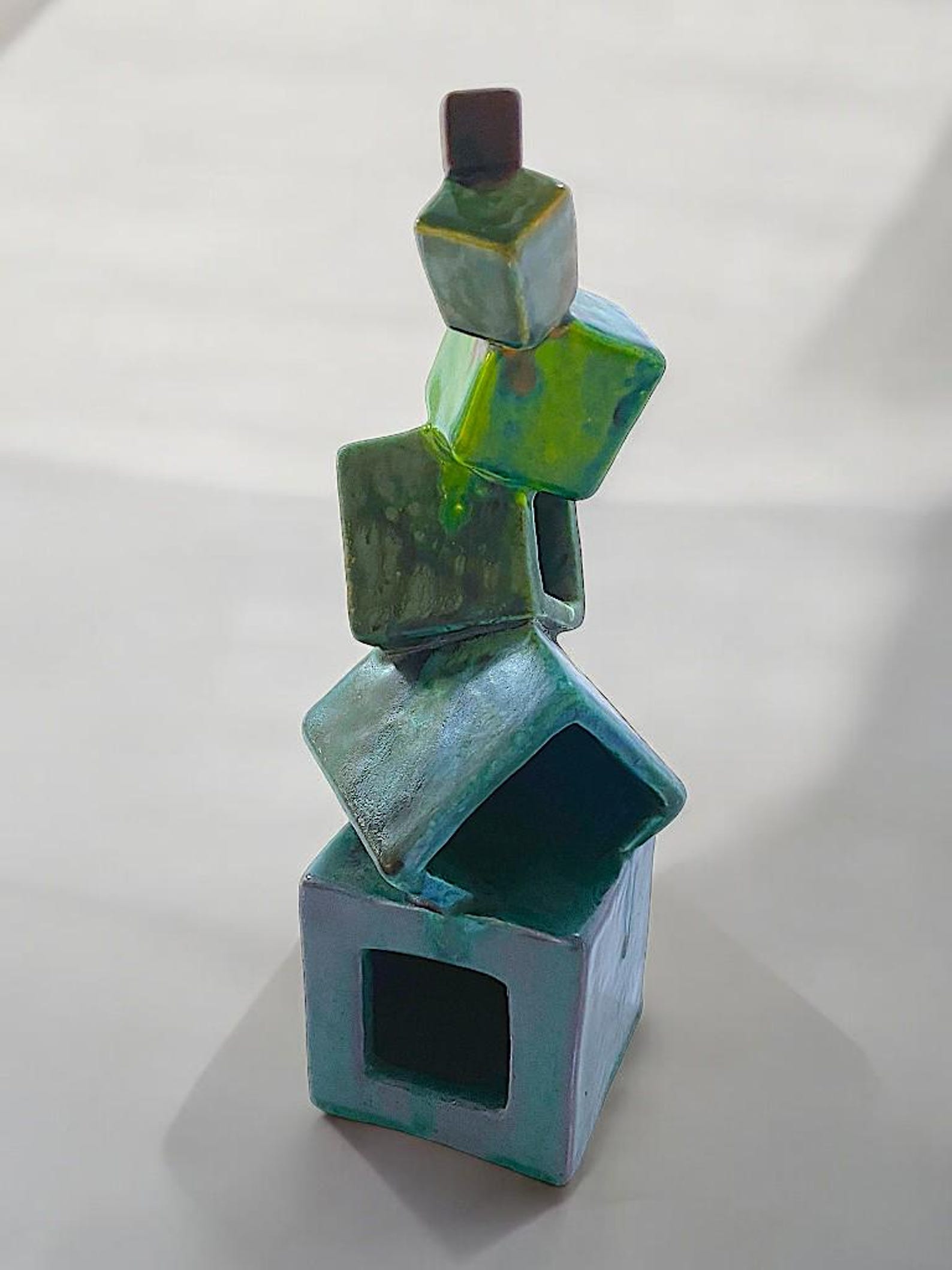 Stacked Cube Drip Glaze Sculpture - Etsy