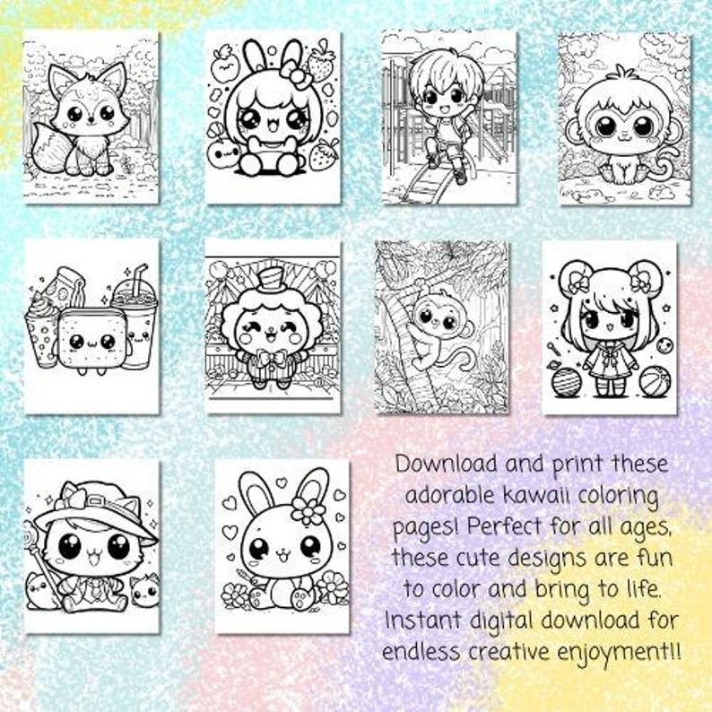 50 Kawaii Coloring Pages | Cute, Fun Printable Characters | Perfect for ...