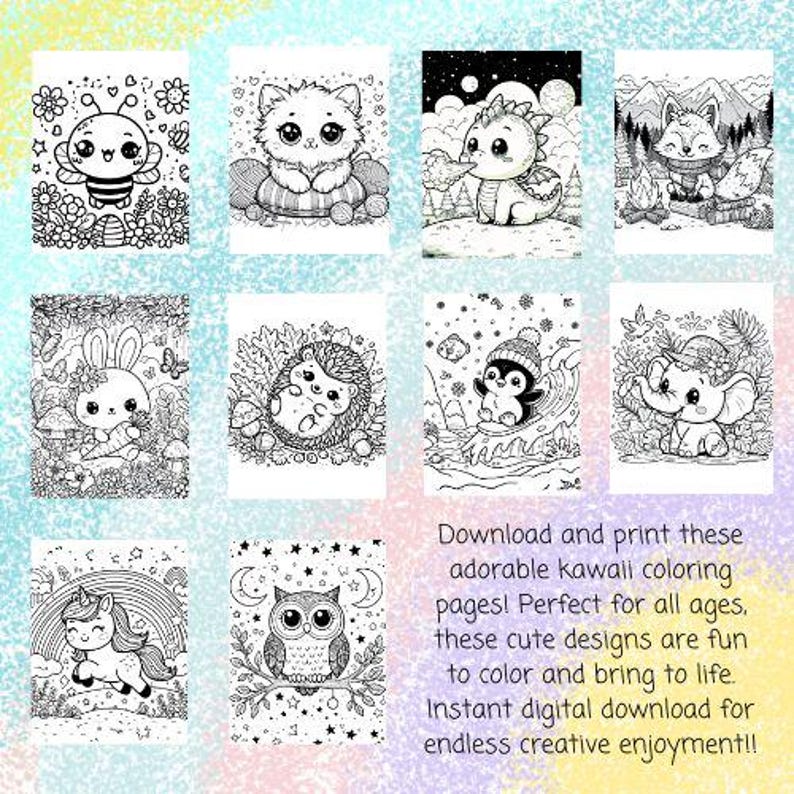 50 Kawaii Coloring Pages | Cute, Fun Printable Characters | Perfect for ...