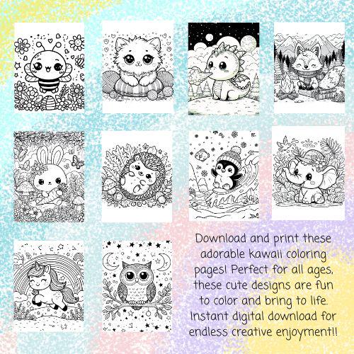 50 Kawaii Coloring Pages | Cute, Fun Printable Characters | Perfect for ...