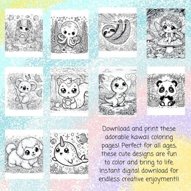 50 Kawaii Coloring Pages | Cute, Fun Printable Characters | Perfect for ...