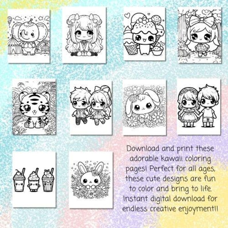 50 Kawaii Coloring Pages | Cute, Fun Printable Characters | Perfect for ...