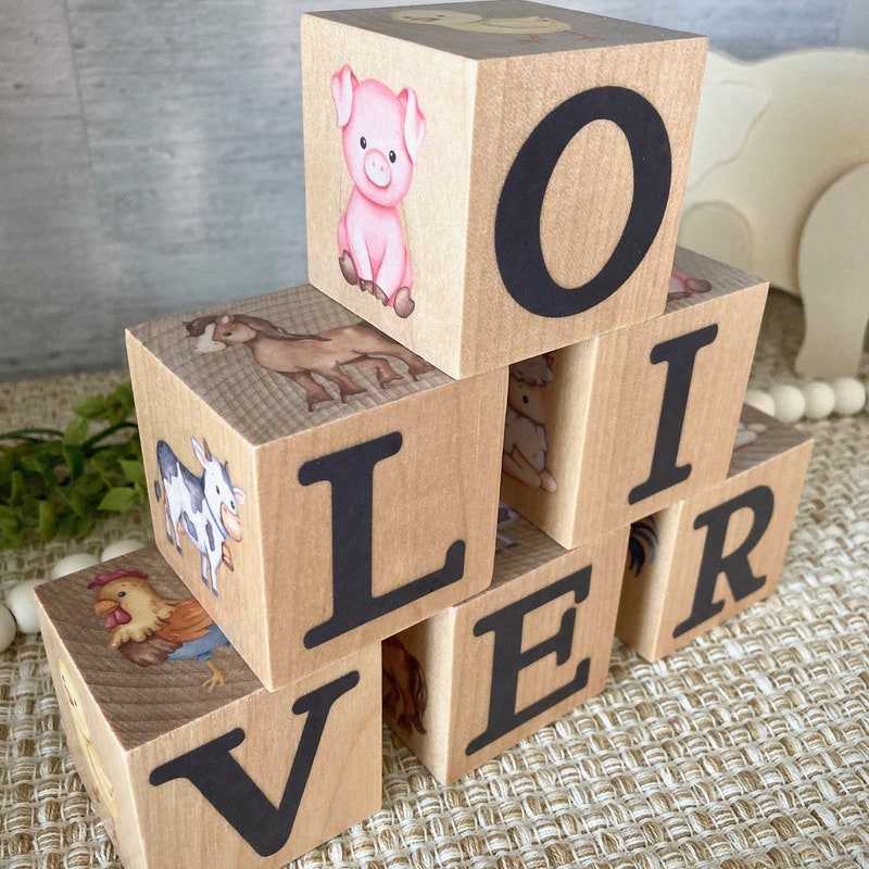 Wooden Farm Animal Blocks - Etsy