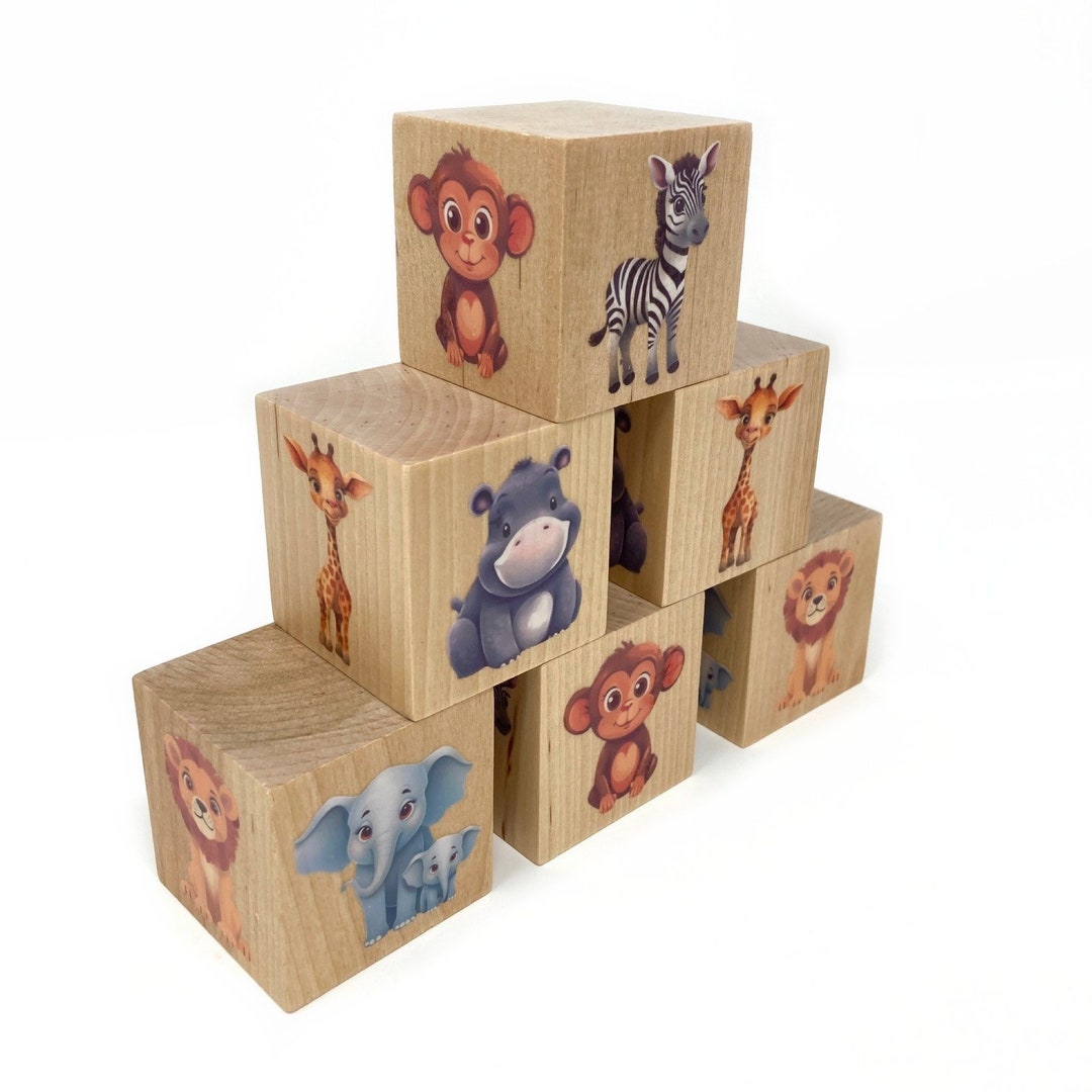 Jungle Nursery Blocks, Wooden Blocks, Safari Nursery Decor, Boy Nursery ...