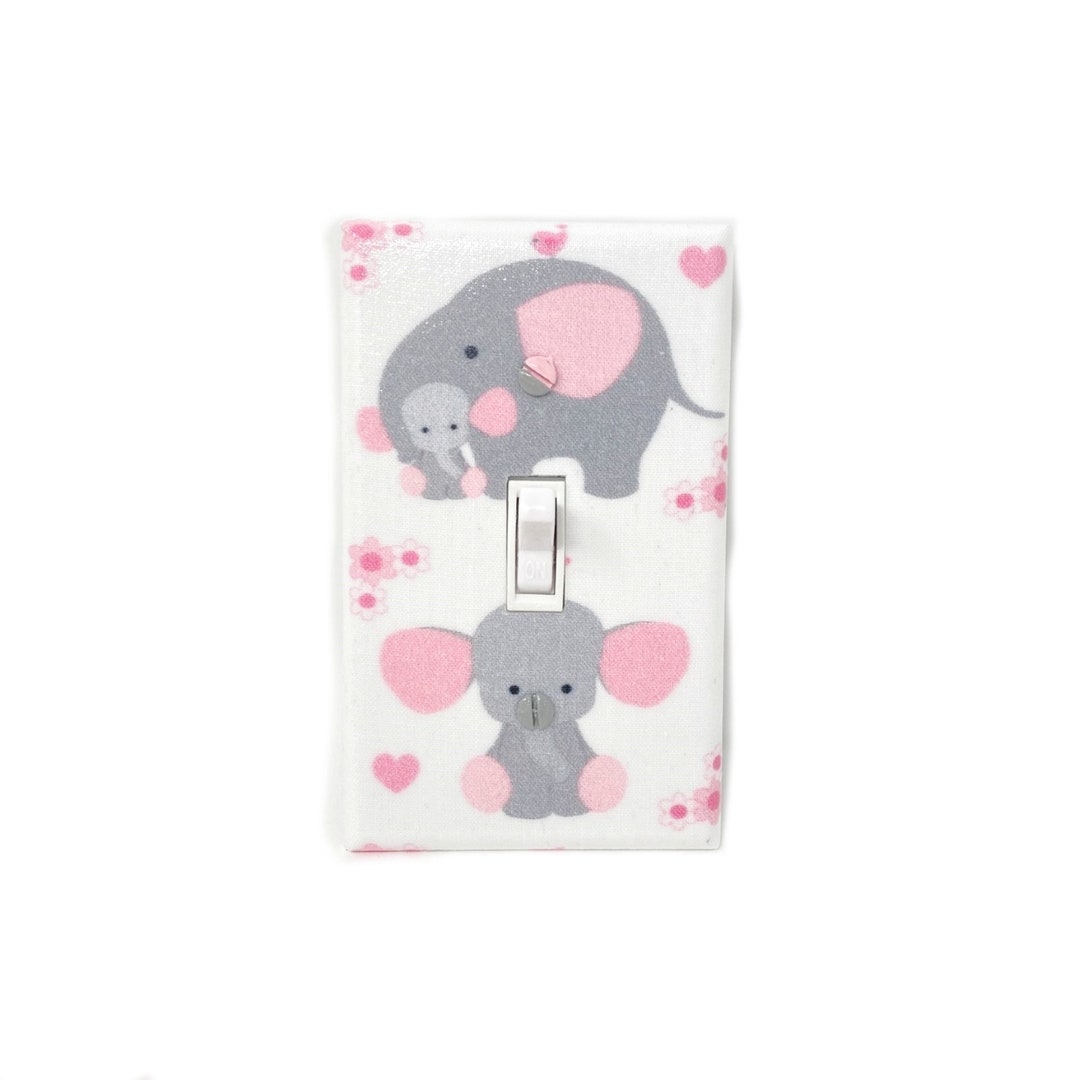 Pink Elephant Nursery Decor, Light Switch Cover, Baby Elephant, Baby ...