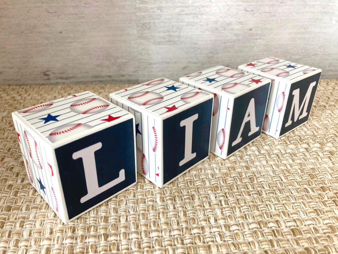Personalized Baseball Wood Name Blocks: Baby Boy Nursery Decor - Etsy
