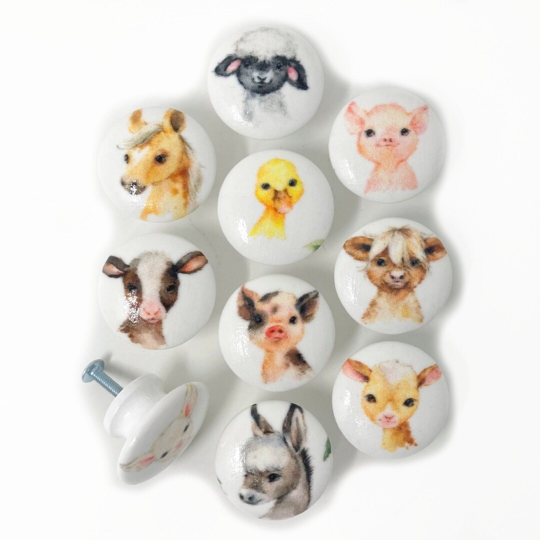 Farm Animal Wood Drawer Pulls: Nursery Decor Knobs - Etsy