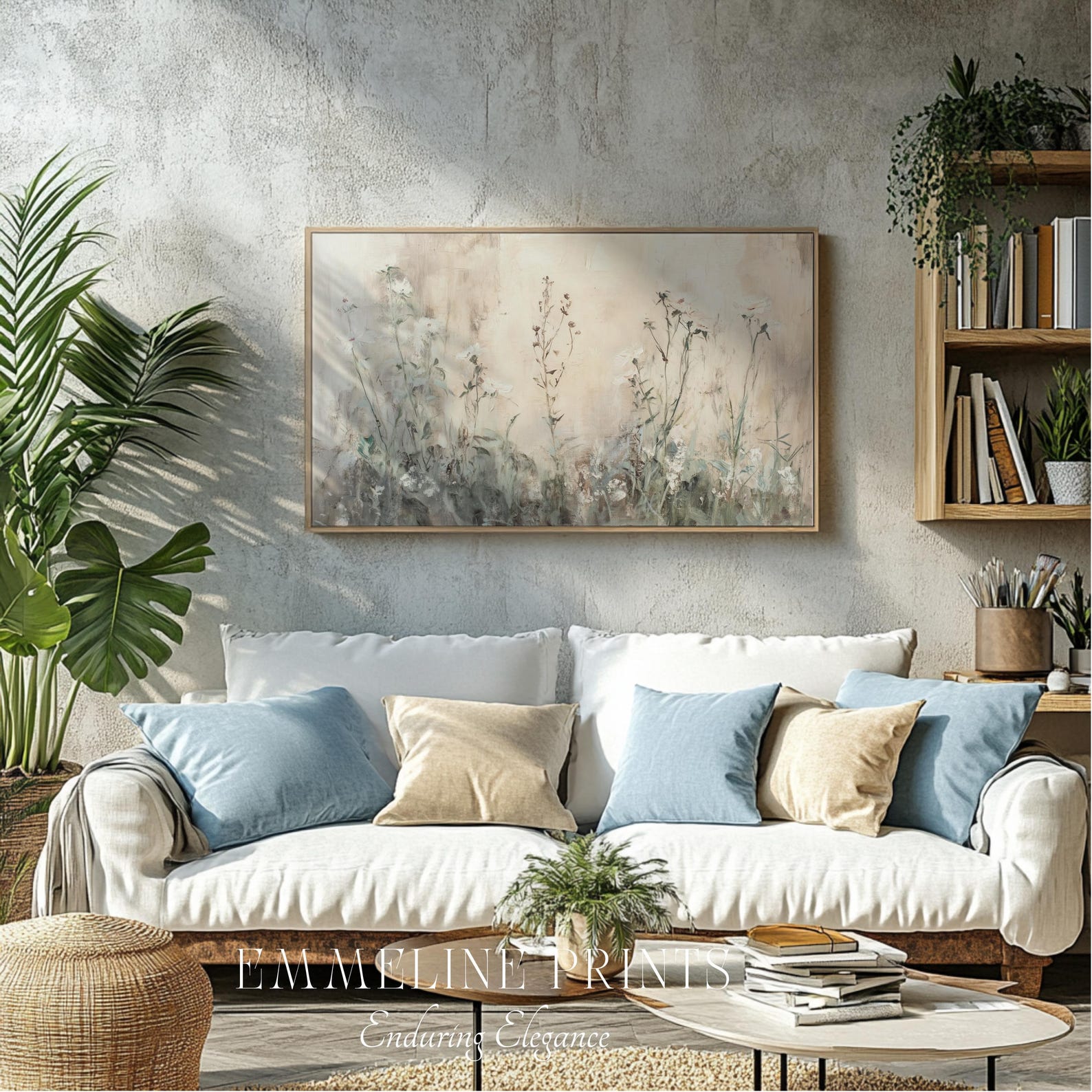 Vintage Wildflower Meadow Art Print: Rustic Floral Wall Decor (digital ...