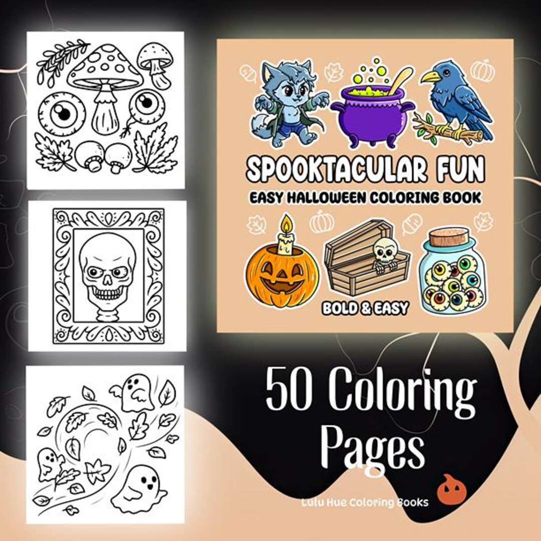 Spooktacular Fun: Easy Halloween Coloring Book | for Adults and Kids ...