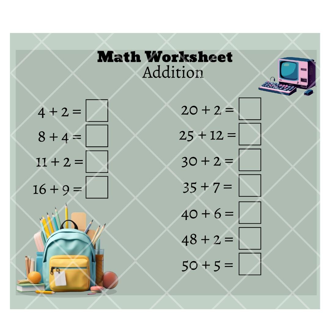 8 Addition Worksheets for Kids Homeschooling Parents & Teachers - Etsy