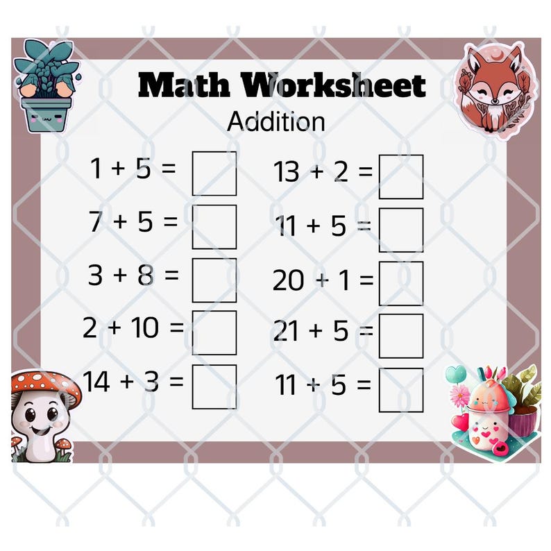 8 Addition Worksheets for Kids Homeschooling Parents & Teachers - Etsy