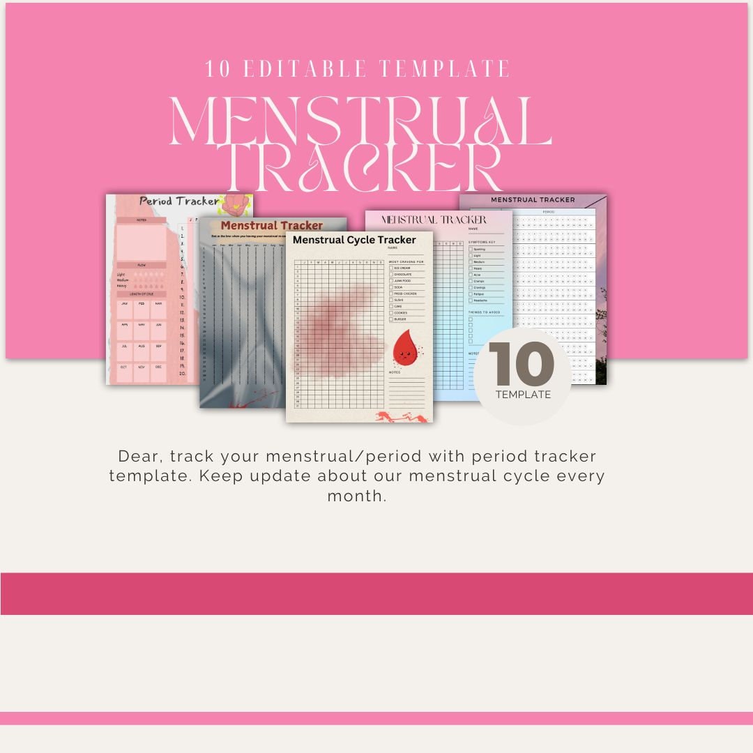 10 Editable Template | Menstrual Cycle Tracker | Track Your Menstrual ...