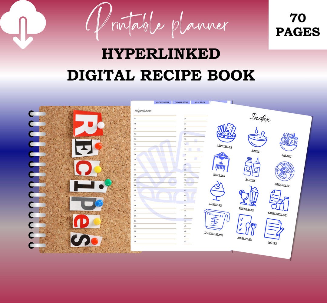 HYPERLINKED Digital Recipe Book, Digital Recipe Book, Recipe Book ...
