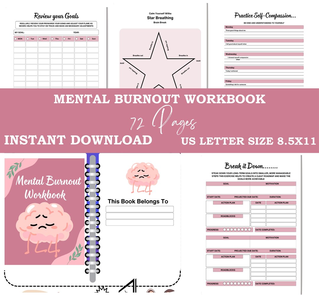 Mental Burnout Workbook, Undated Mental Burnout Journal, Guided Journal ...