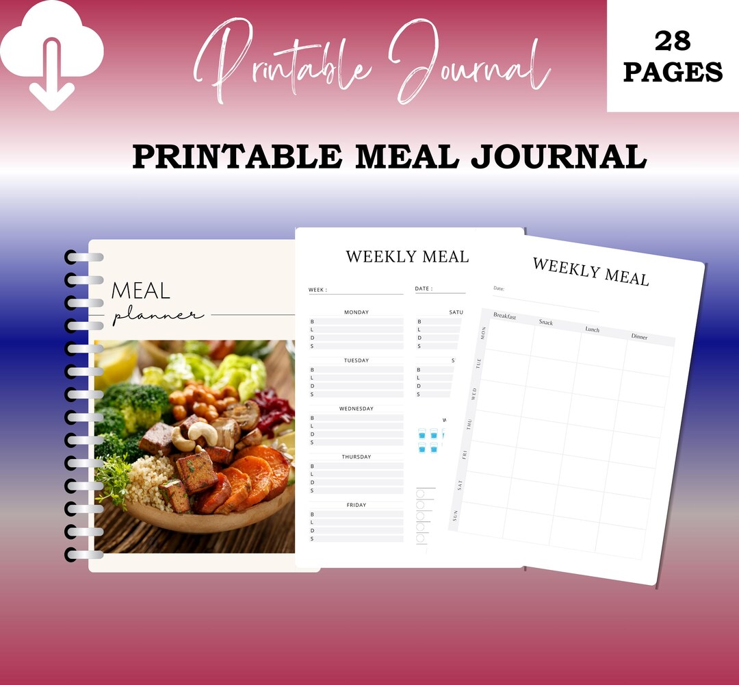 Printable Meal Planner Printable Food Menu Planner,weekly Meal Plan ...