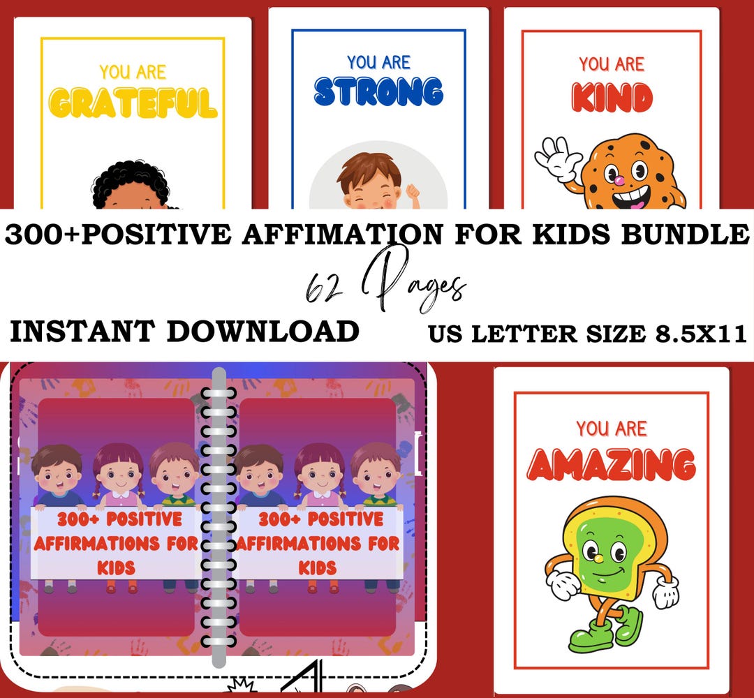 300 Positive Affirmations for Kids Workbook Affirmation Cards Therapist ...