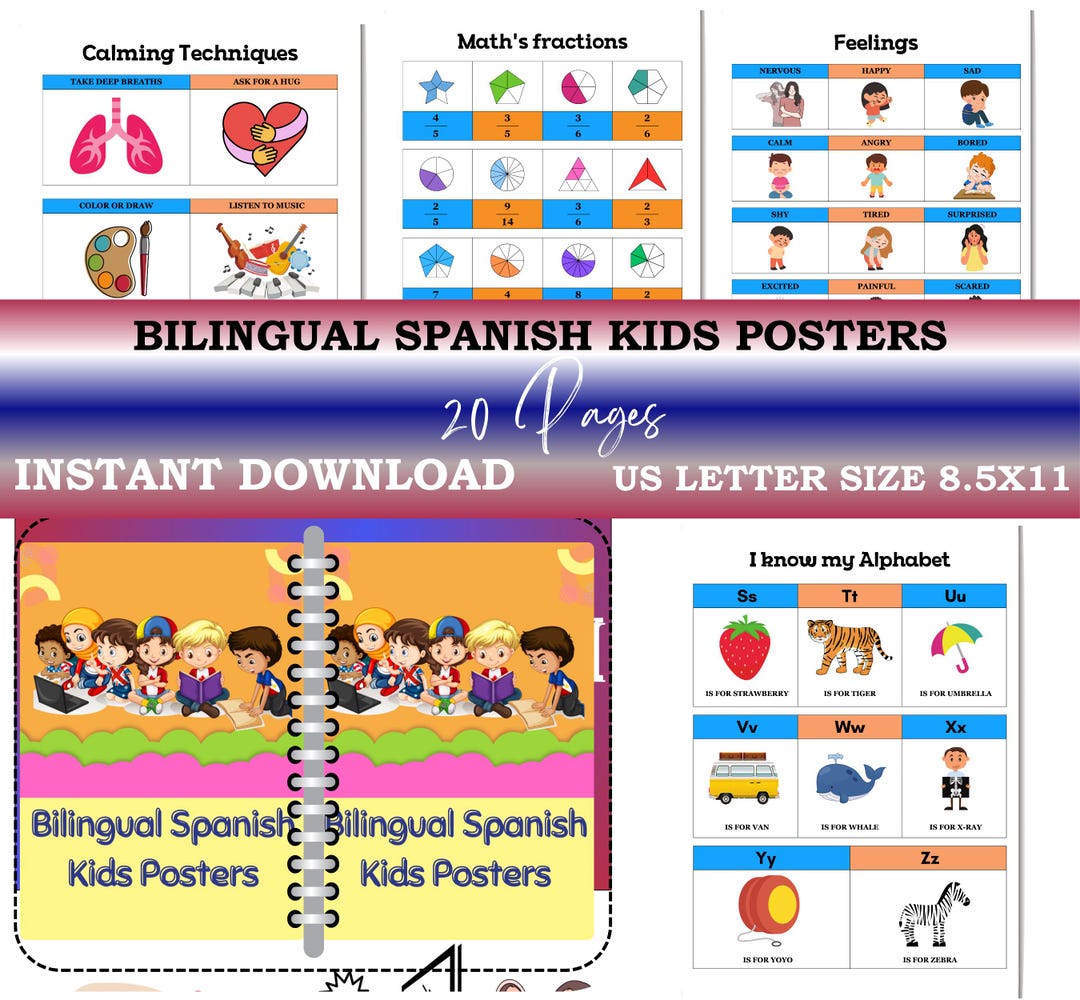 Printable Bilingual Spanish Kids Workbook Toddler Learning Bilingual ...