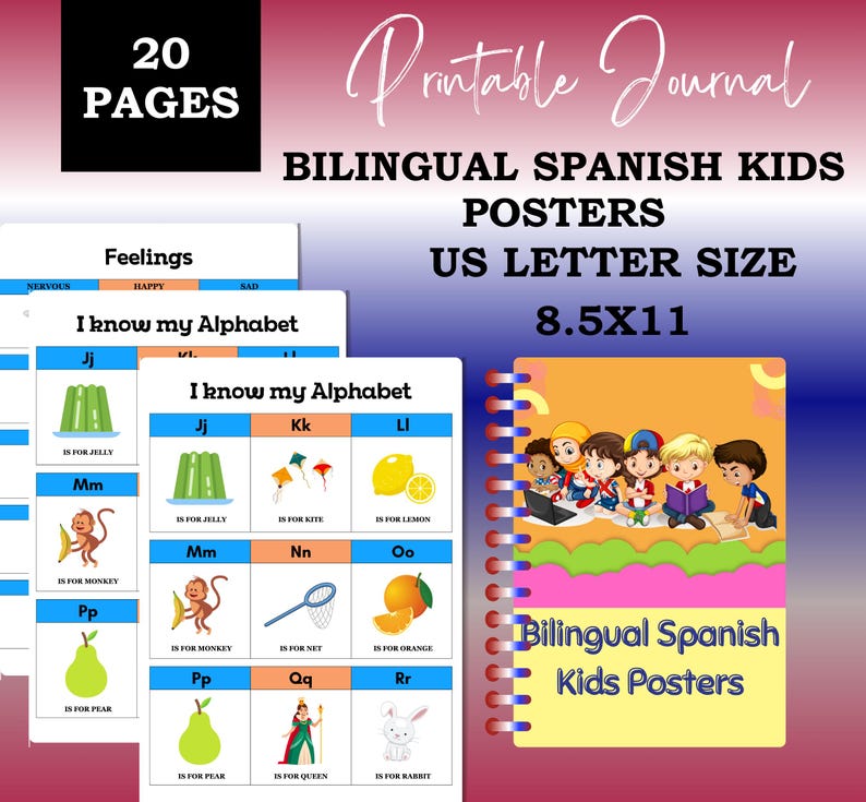 Printable Bilingual Spanish Kids Workbook Toddler Learning Bilingual ...