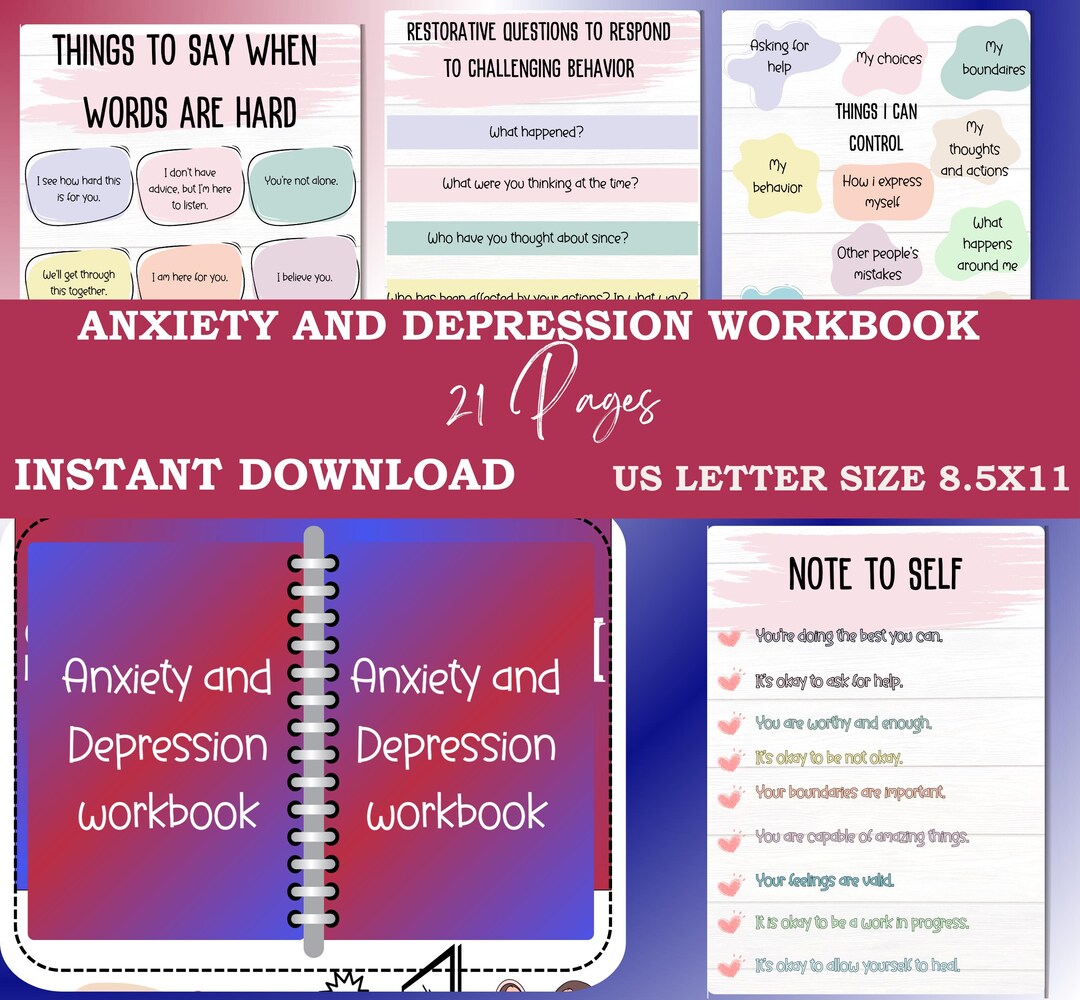 Self Help Affirmation Workbook for Anxiety and Depression, Depression ...