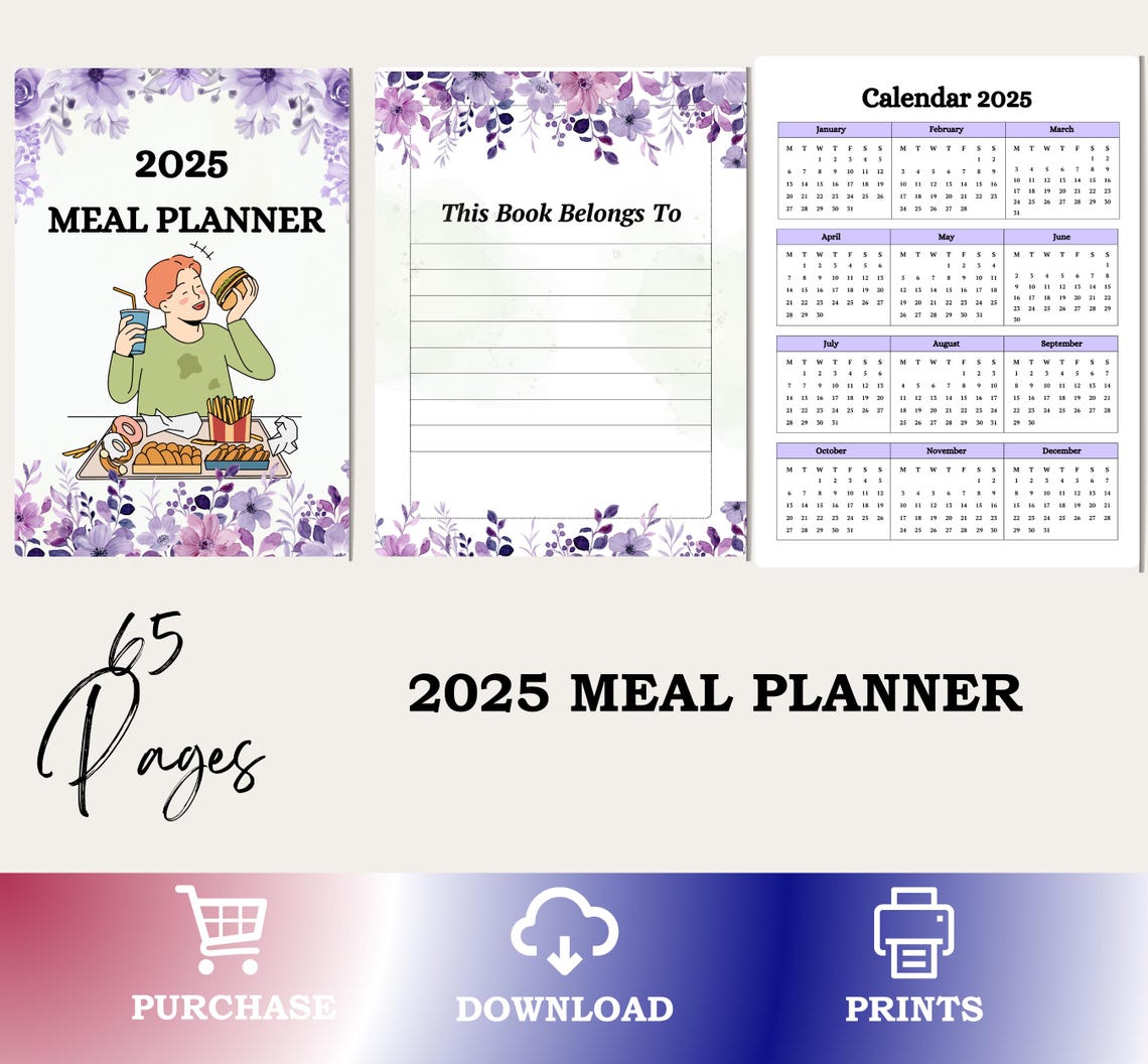 Printable Meal Planner Printable Food Menu Planner,weekly Meal Plan ...
