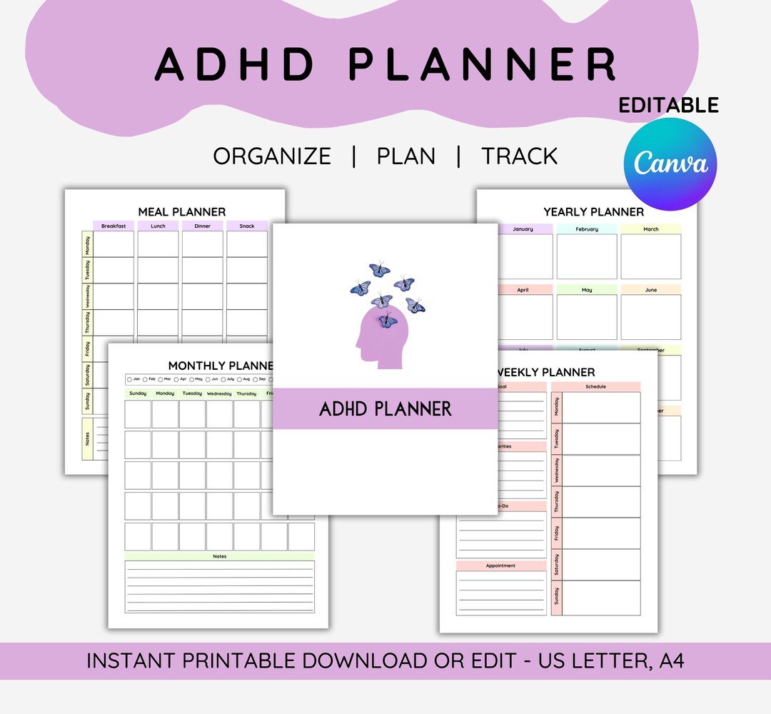 ADHD Planner, Adhd Organizer, Adhd Tracker, Adhd Printable Planner ...