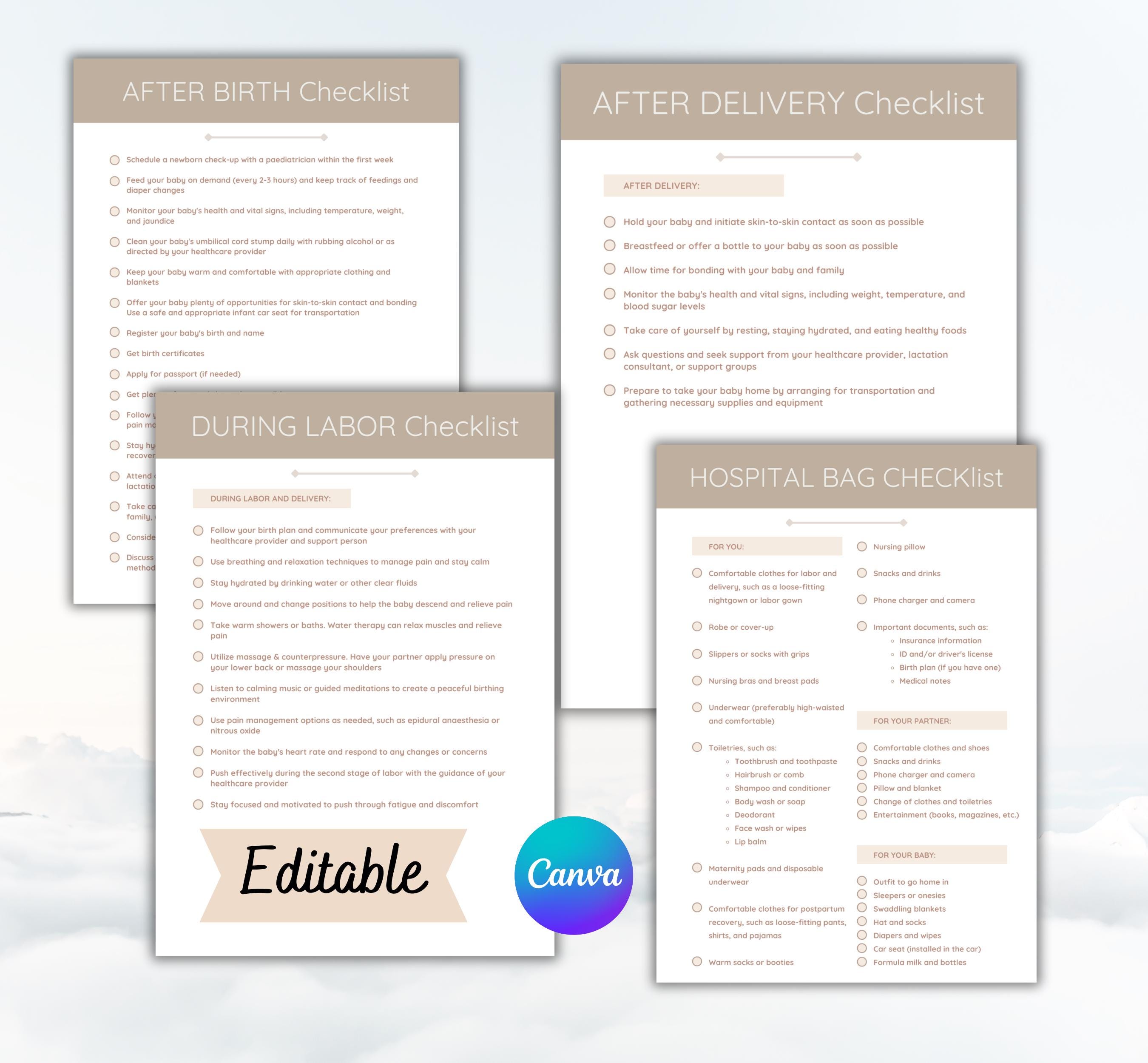 Pregnancy Checklists, New Mom Checklist, Hospital Bag Checklist ...