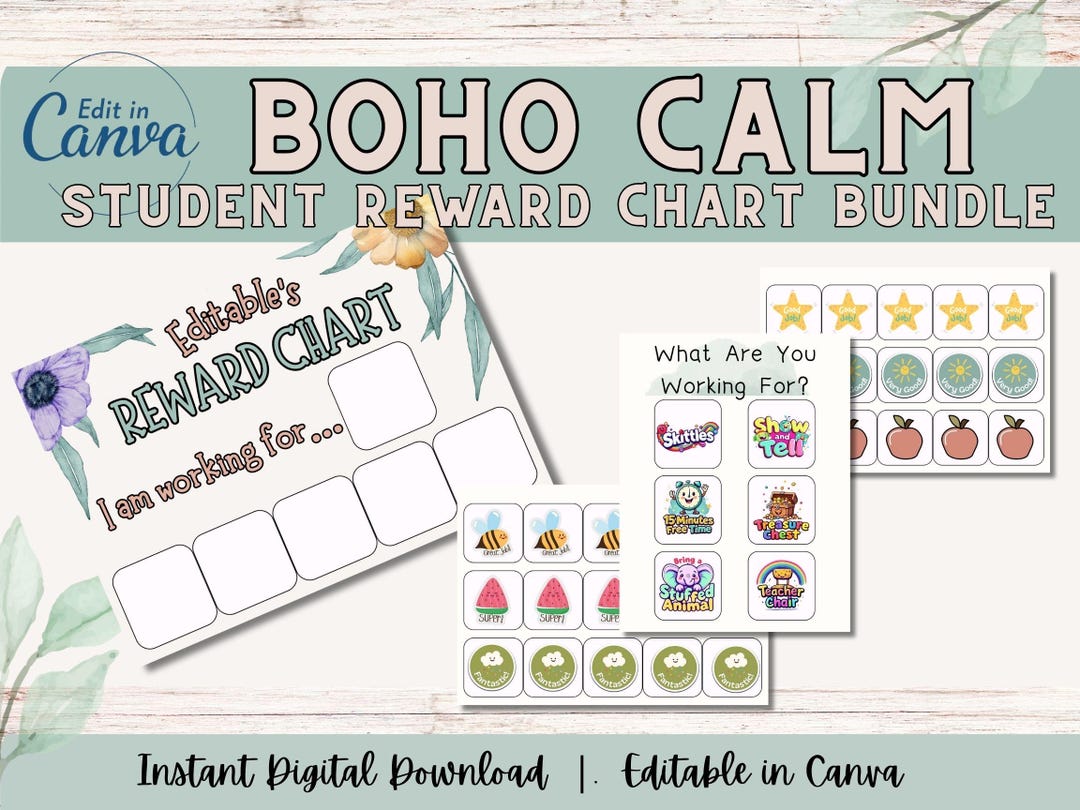 Student Rewards & Token Chart System – Printable and Editable via Canva ...