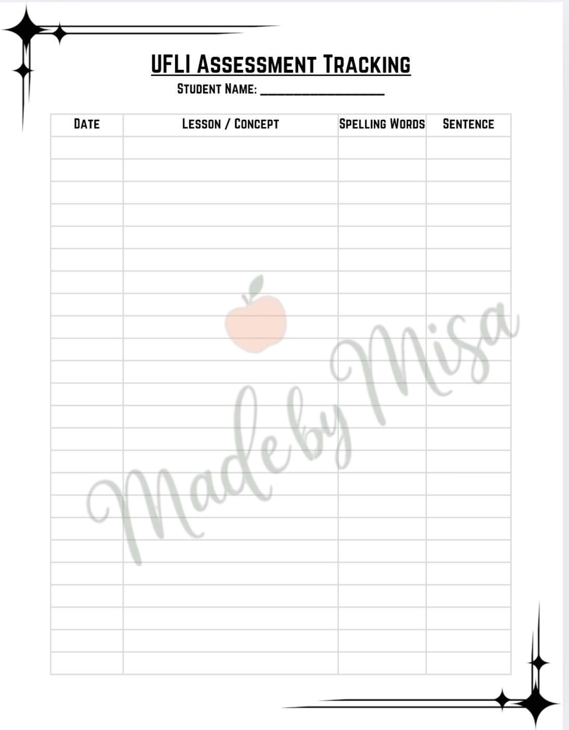 UFLI Assessment Tracking Sheet – Printable Student Progress Log - Etsy