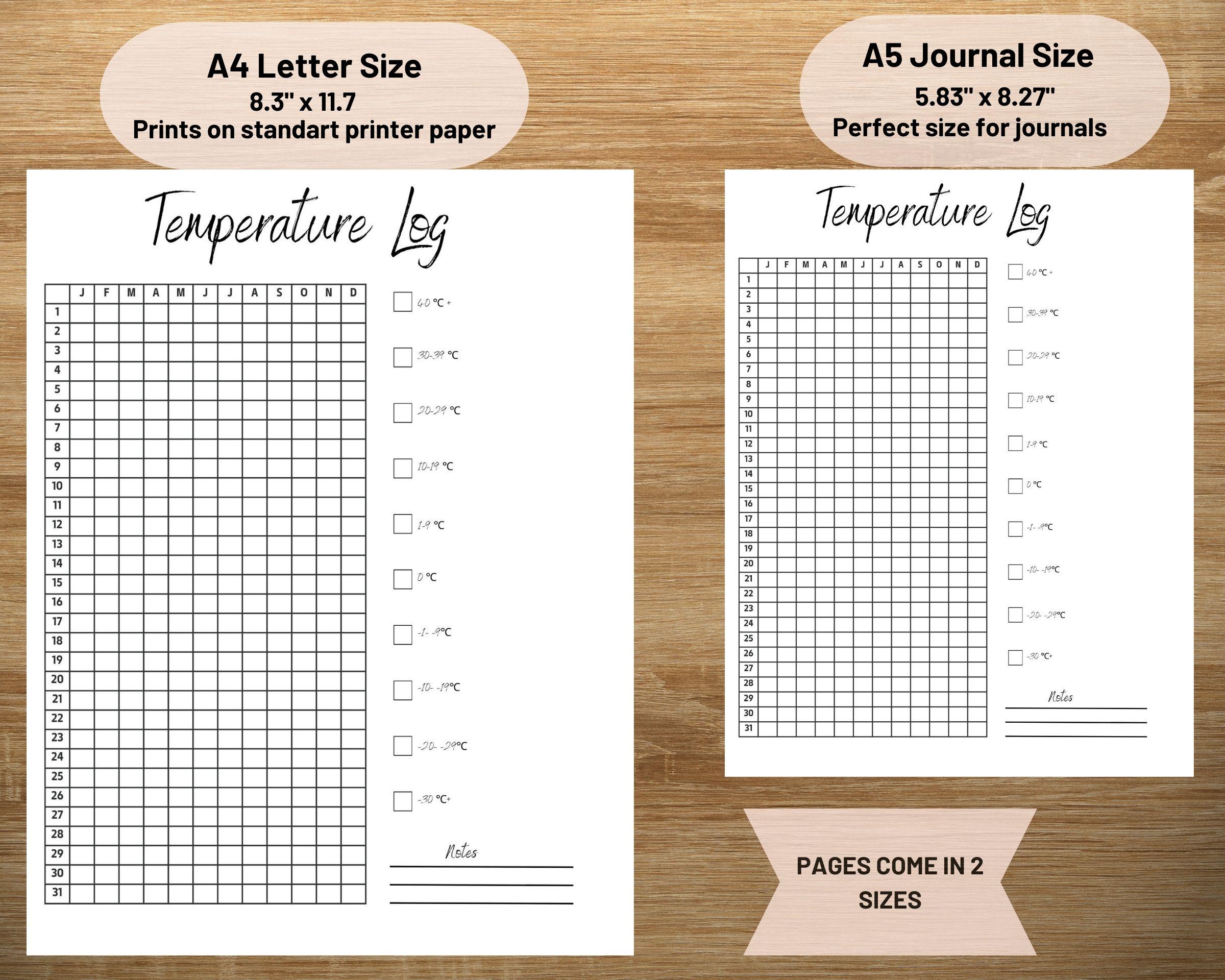 Printable Temperature Log – Track Daily Changes With Ease - Etsy