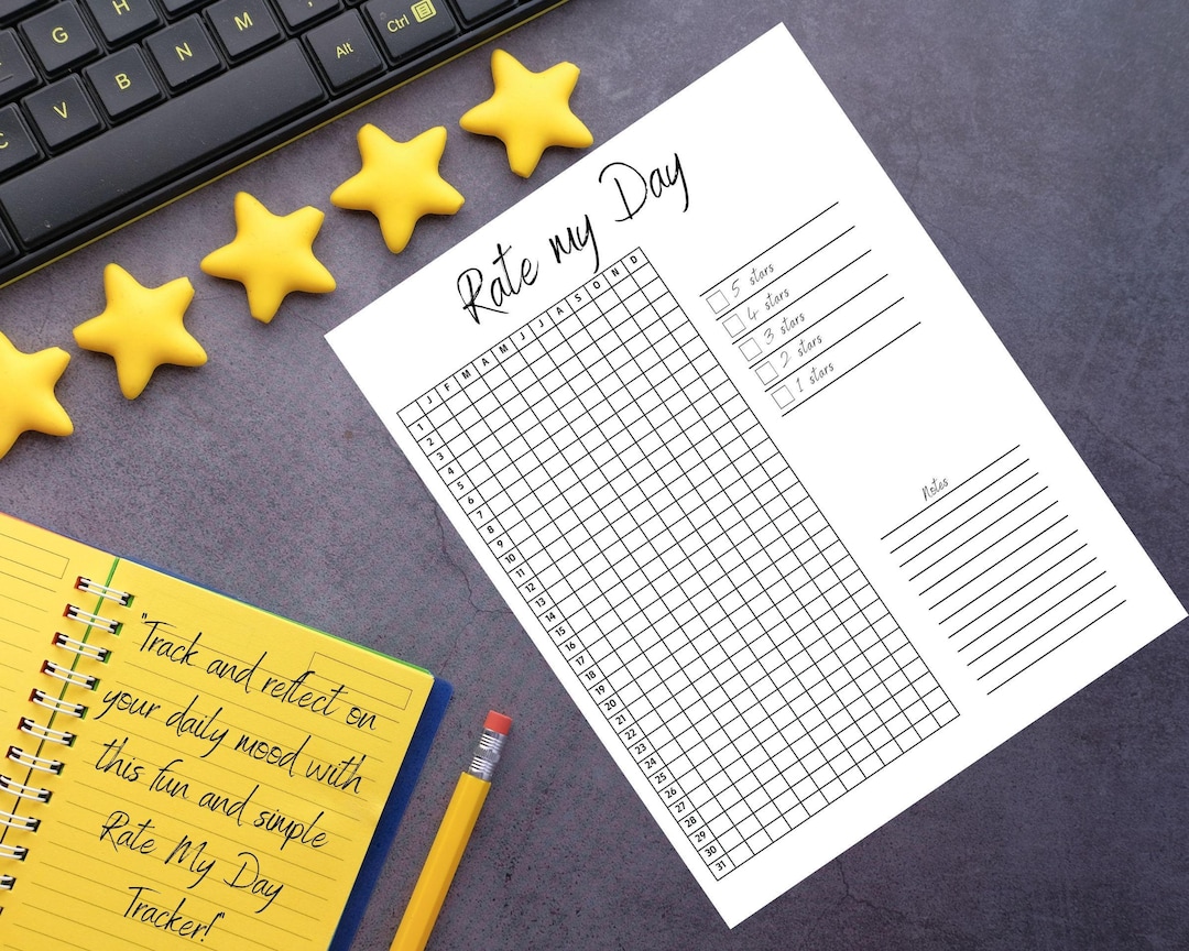 Printable Rate My Day Tracker – Track and Color Your Moods Daily - Etsy