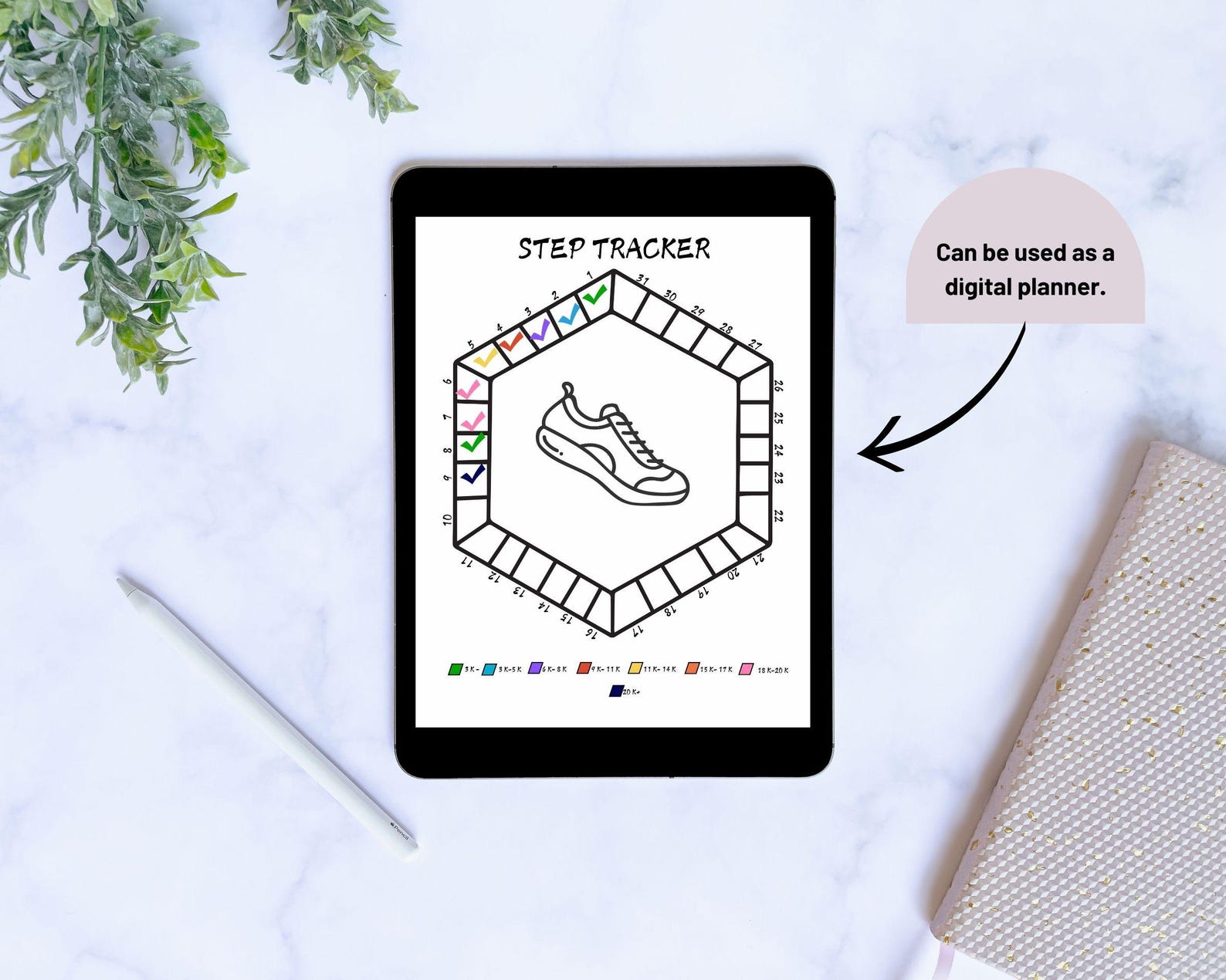 Printable Step Tracker: Fitness Goal Planner, Weight Loss Journal ...