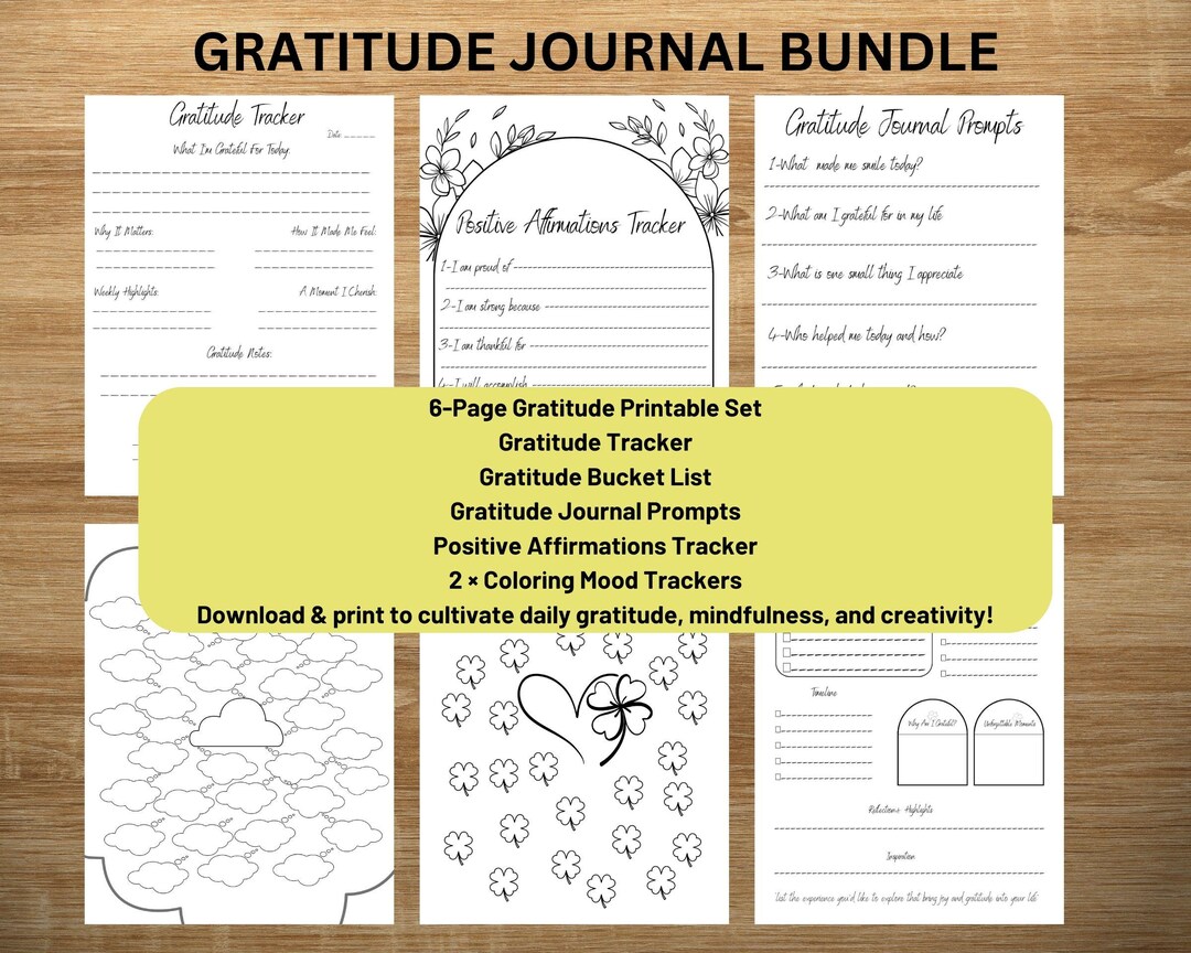 Gratitude & Mindfulness Printable | 6-page Self-care Set - Etsy