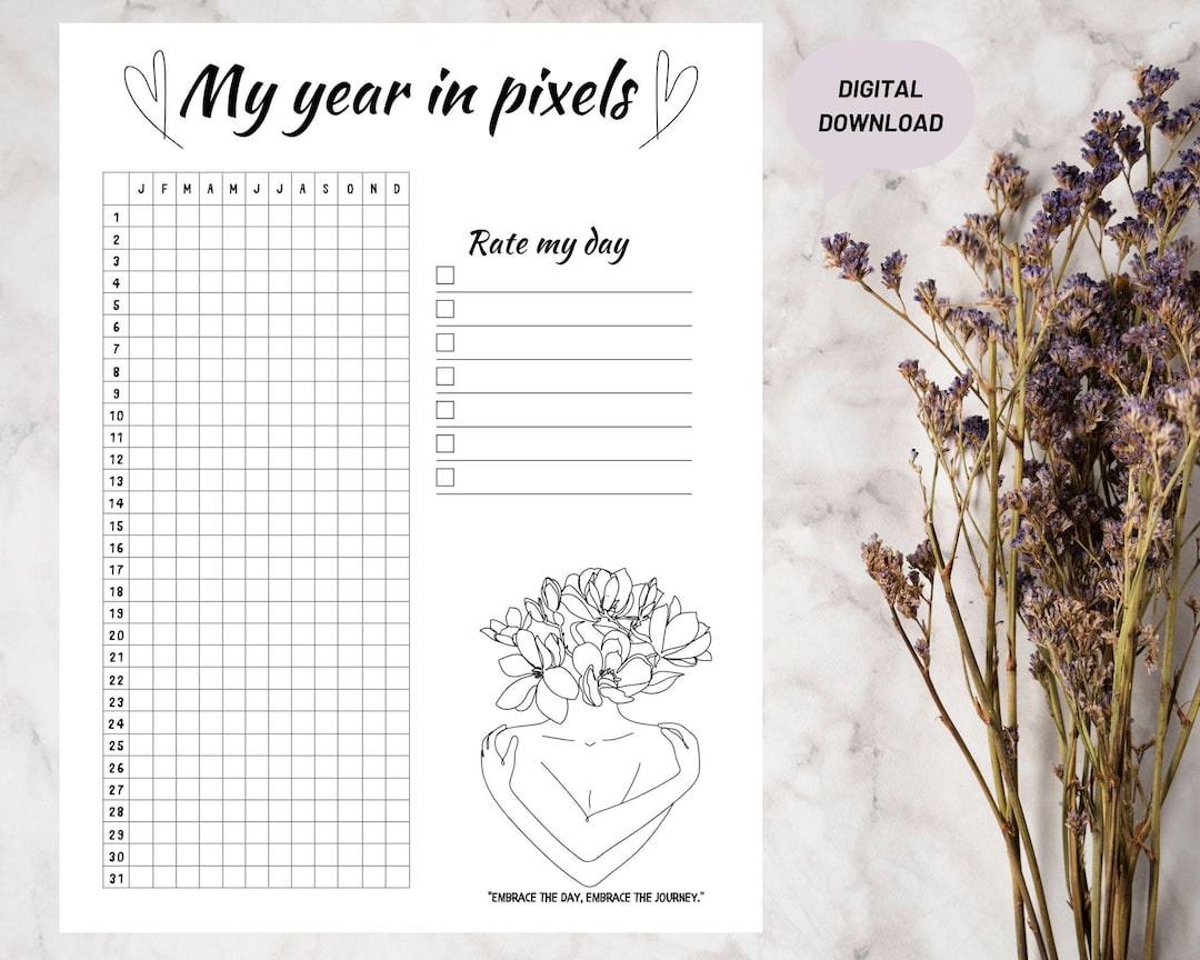 My Year in Pixels Printable, Rate My Day Tracker (digital Download) - Etsy