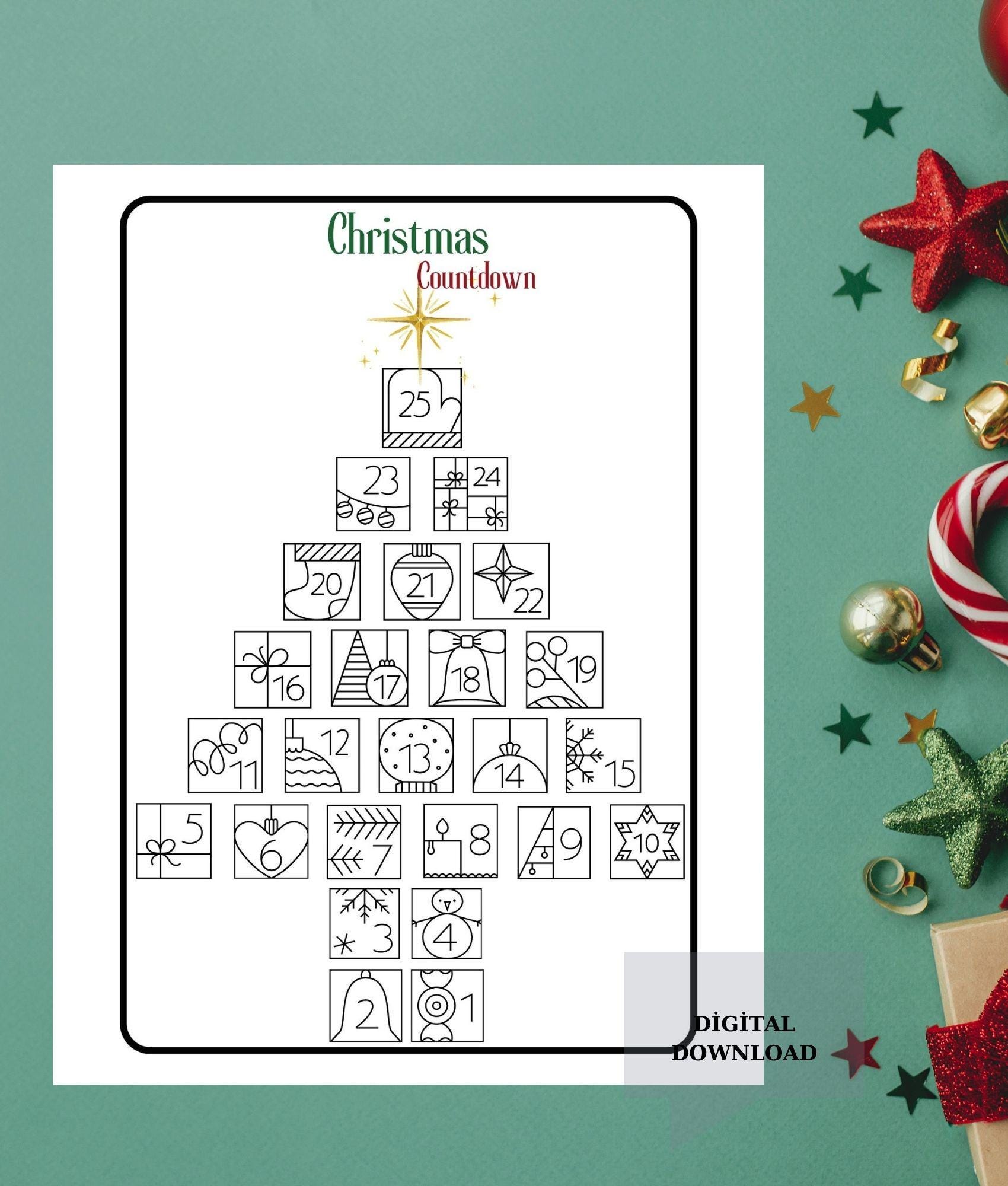 Printable Holiday Countdown Calendar With Planner and Activities - Etsy