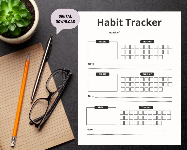 Minimalist Printable Habit Tracker: Build Daily Routines, Achieve Goals ...