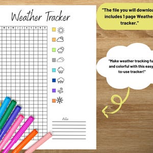 Printable Weather Tracker – Track and Color Your Daily Weather - Etsy