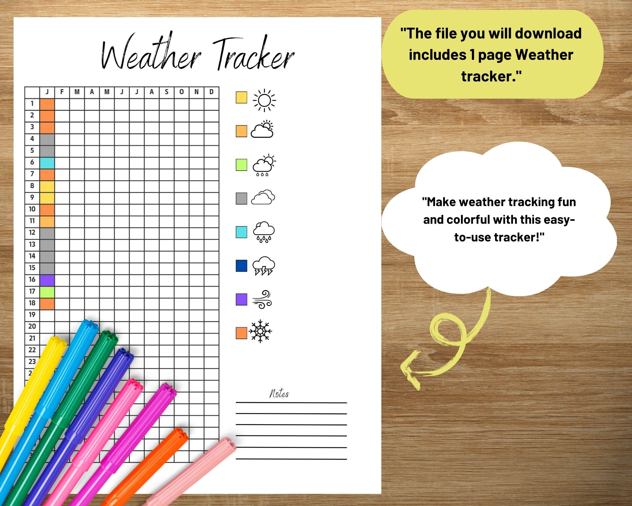 Printable Weather Tracker – Track and Color Your Daily Weather - Etsy