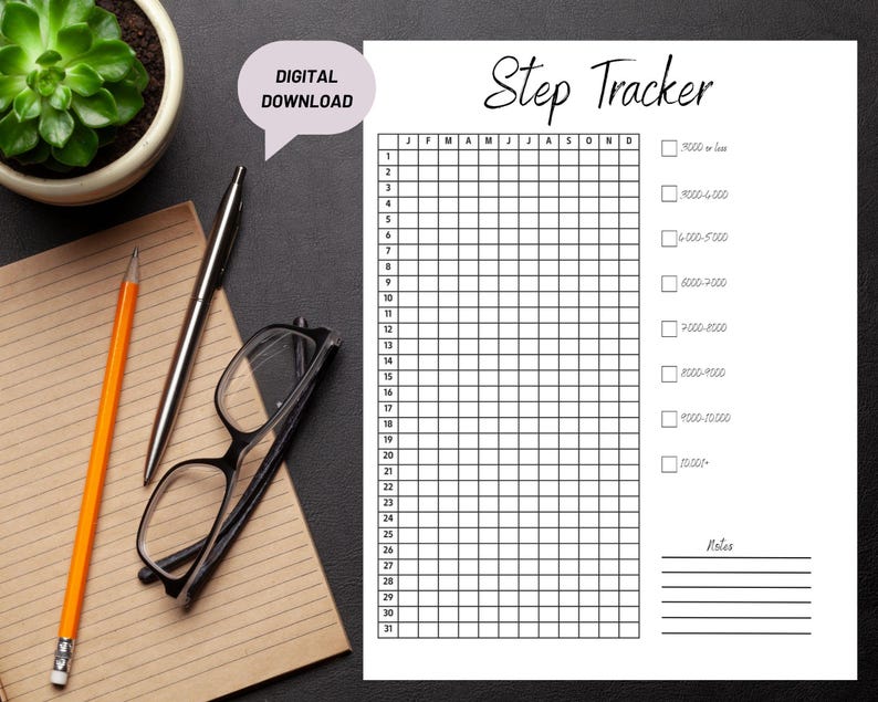 Printable Step Tracker Track Daily Steps and Fitness Goals - Etsy