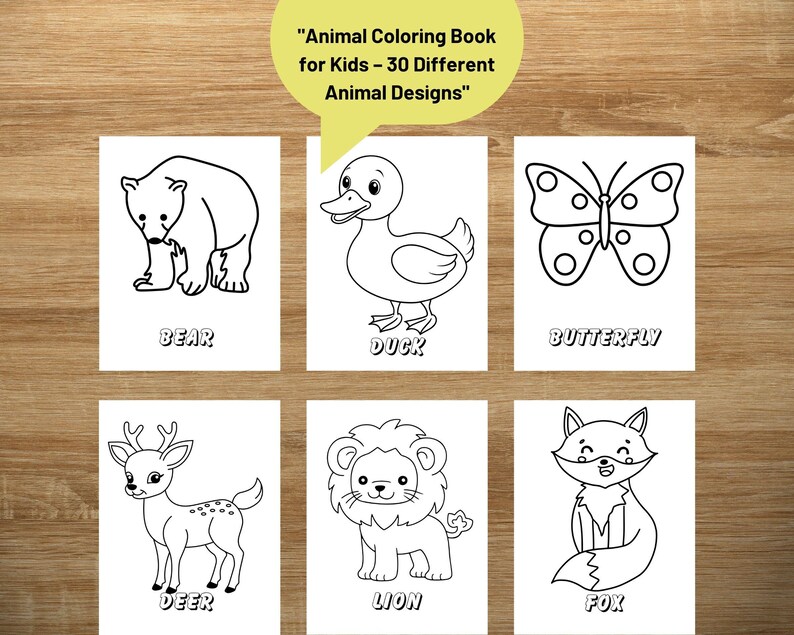 30 Unique Animal Coloring Pages for Children: Printable Zoo & Wildlife ...