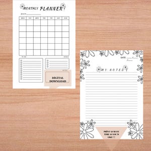 Digital Monthly Planner With Printable Journal Pages and To-do List - Etsy