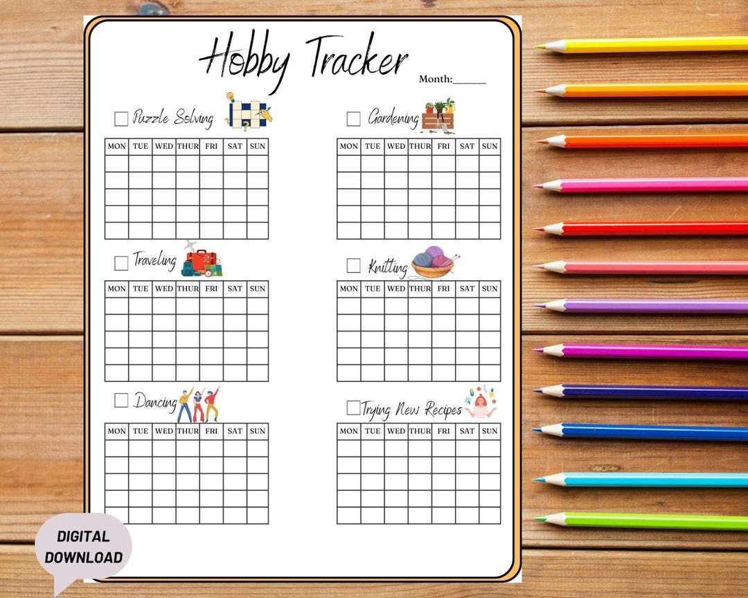 Hobby Tracker | Blank & Pre-filled | PDF - JPG | Instant Download - Etsy