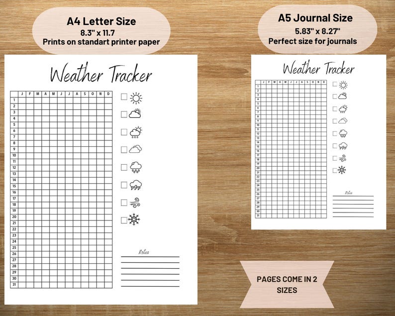 Printable Weather Tracker – Track and Color Your Daily Weather - Etsy