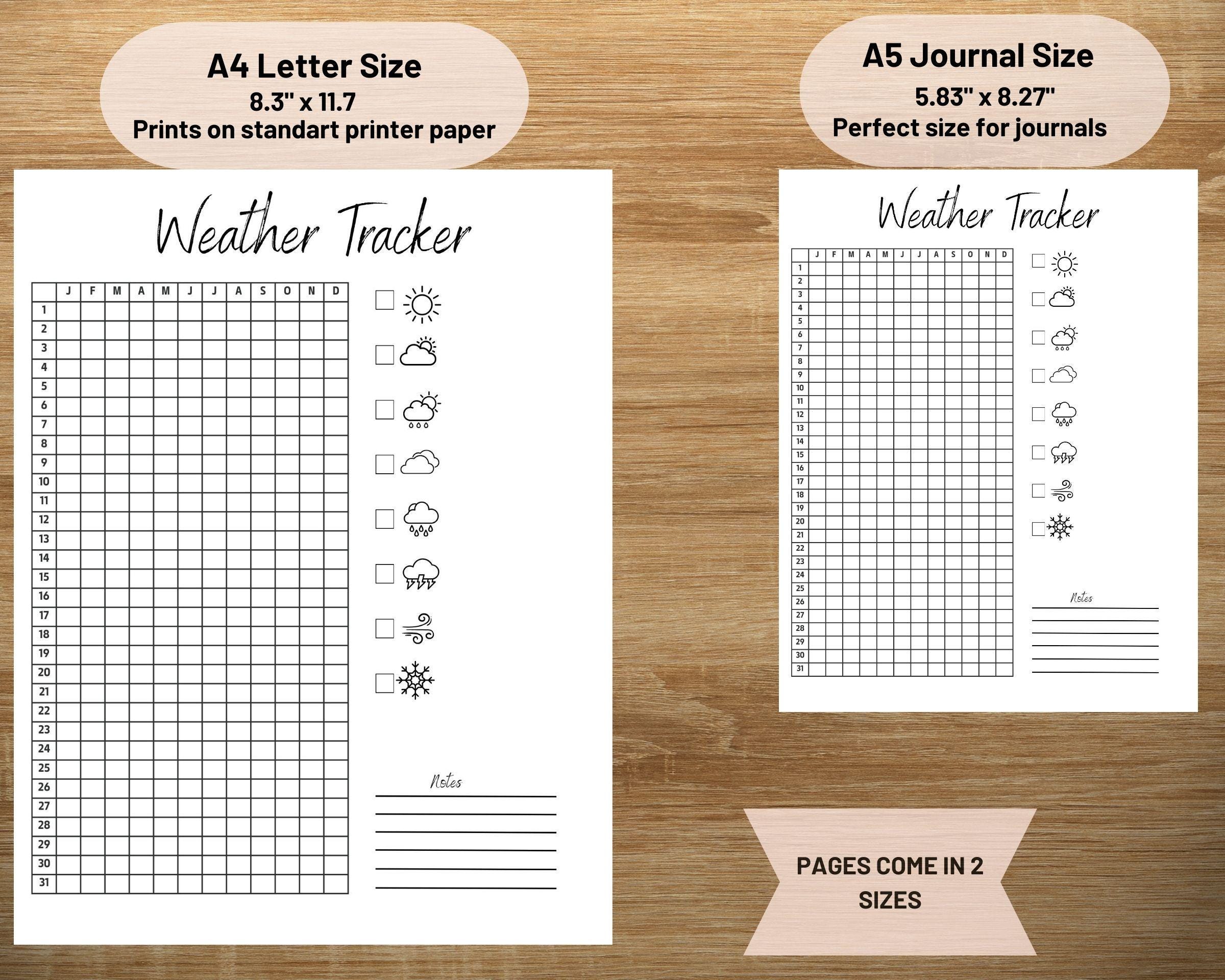 Printable Weather Tracker – Track and Color Your Daily Weather - Etsy